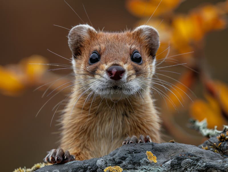 A Small Brown Weasel Looking at the Camera Stock Photo - Image of ...