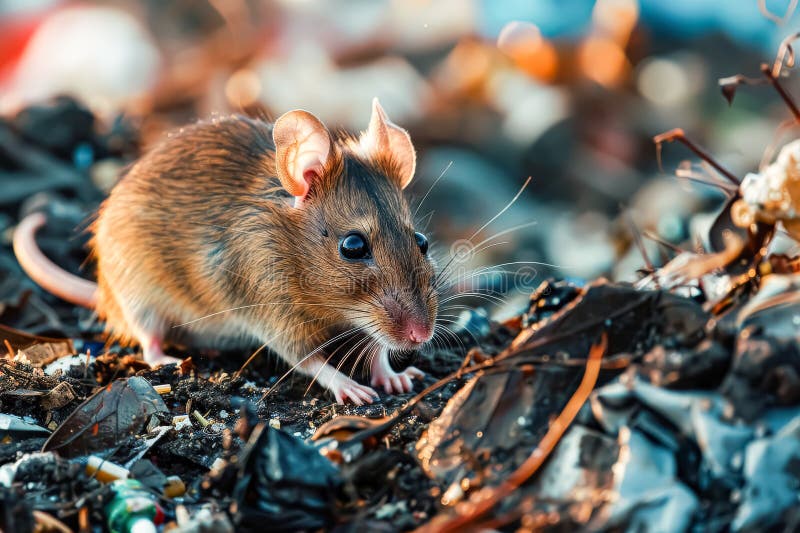 Small Brown White Mouse Standing Pile Trash Stock Photos - Free ...
