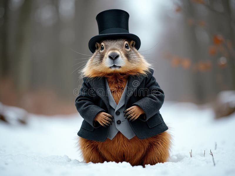 Small Brown and White Squirrel Wearing a Top Hat and a Vest Stock Photo ...