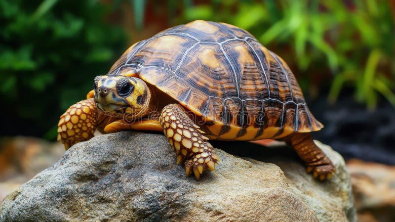 A Small Brown and White Turtle is Laying on a Rock Stock Illustration ...