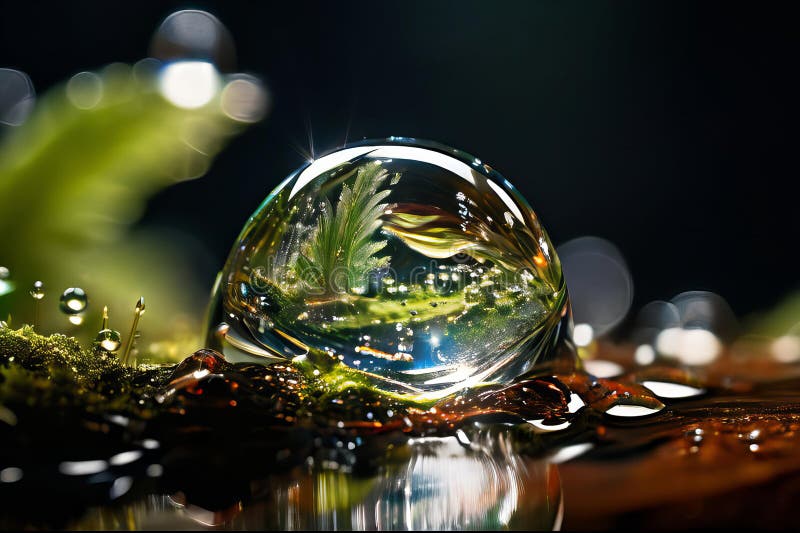 Small Bubble of Water with a Leaf in it Stock Image - Image of droplet ...