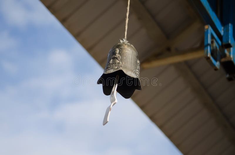 Bell Hanging from Temple S Roof Corner Stock Image - Image of hang ...