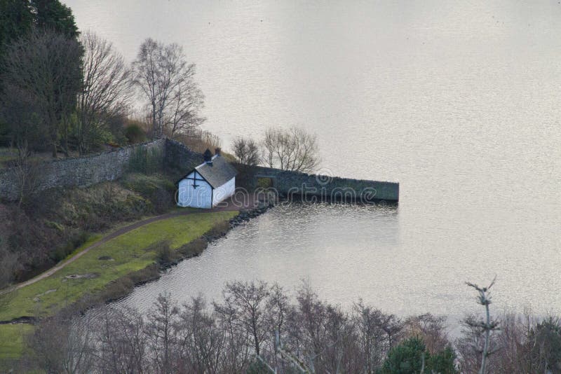 Small Building by a Loch from Above Stock Image - Image of winters ...
