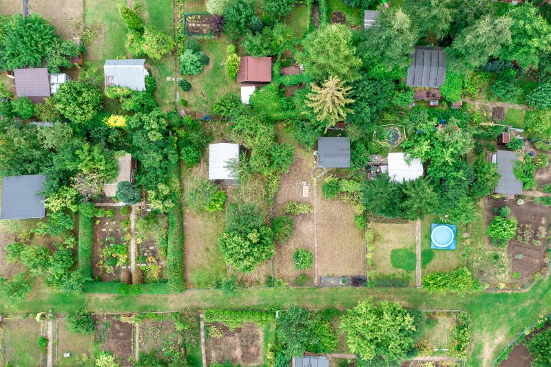 Small Buildings on a Personal Plot, Vegetable Garden, Top View, Summer ...