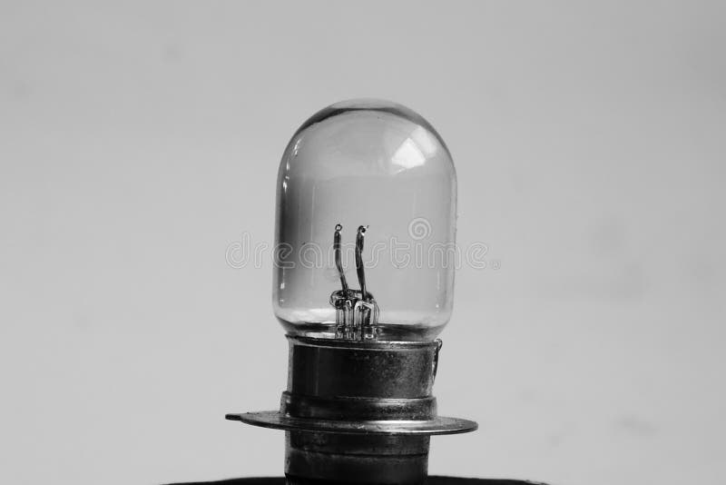 Weak Yellow Bulb Light. Small Bulb Black and White Background Stock ...