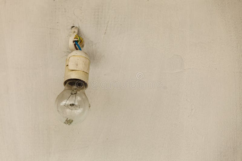Small Bulb Hanging on Bare Wires Stock Photo - Image of lightbulb ...