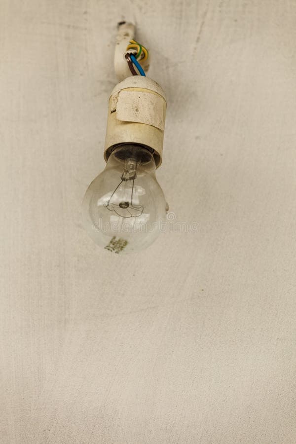 Small Bulb Hanging on Bare Wires Stock Photo - Image of lightbulb, watt ...