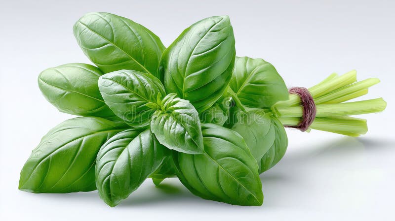 A Small Bunch of Green Basil, Isolated on White Background Stock Image ...