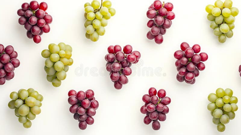 Bunches of Green and Red Grapes Forming a Pattern on White Background ...
