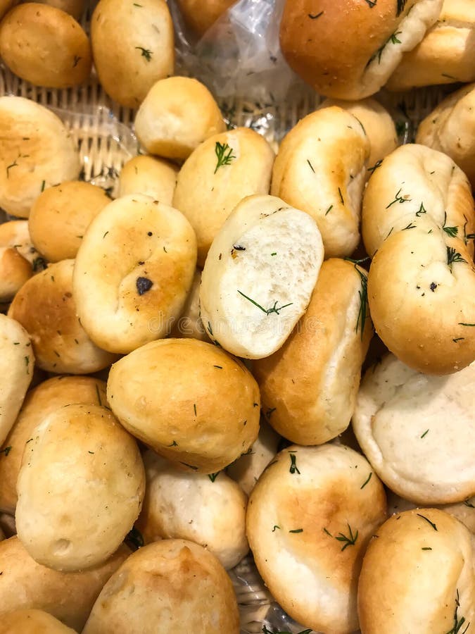 Small Buns with Garlic and Herbs Stock Image - Image of baked ...