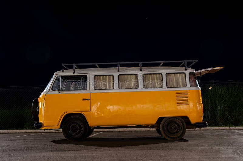 Small Bus with Surfboard Parked Stock Photo - Image of seaside, waves ...