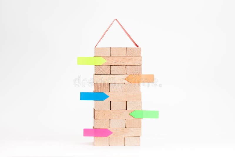 Small Business Building with Wood Cube and Sticker Stock Image - Image ...