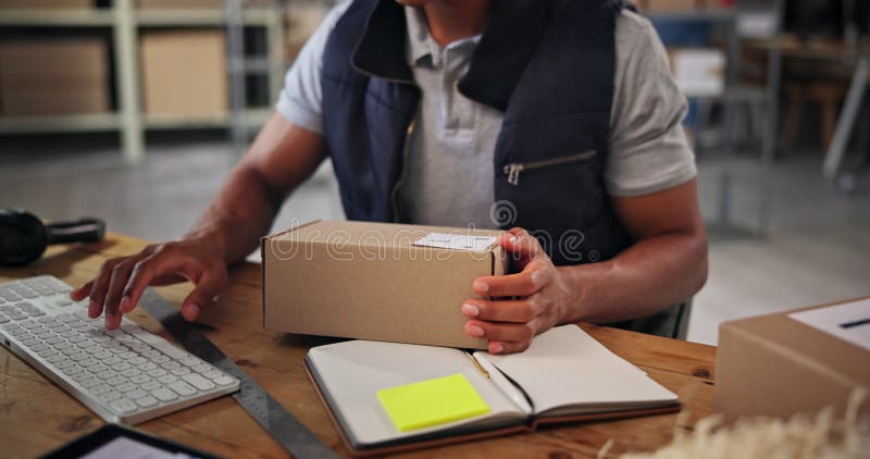 Small Business, Computer and Hands with Order, Typing and Preparing of ...