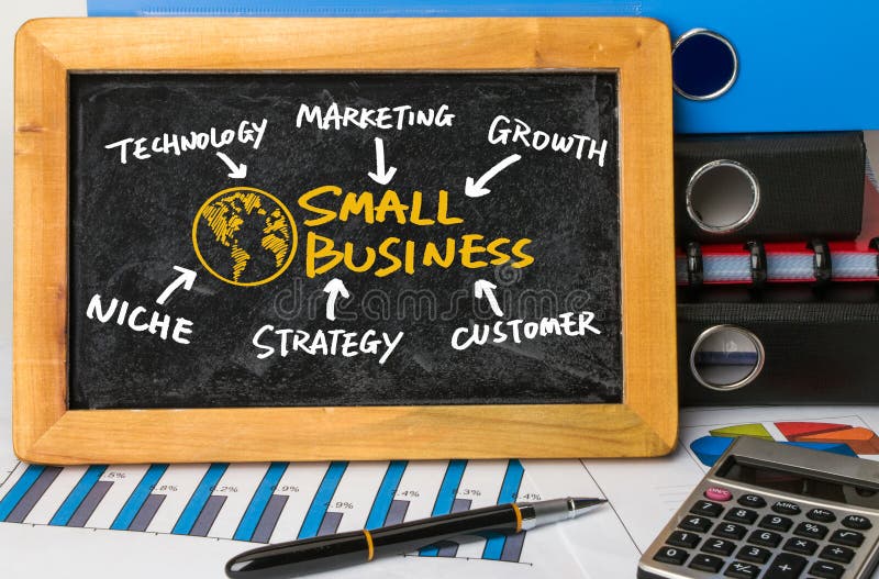 Small Business Concept Hand Drawing on Blackboard Stock Image - Image ...