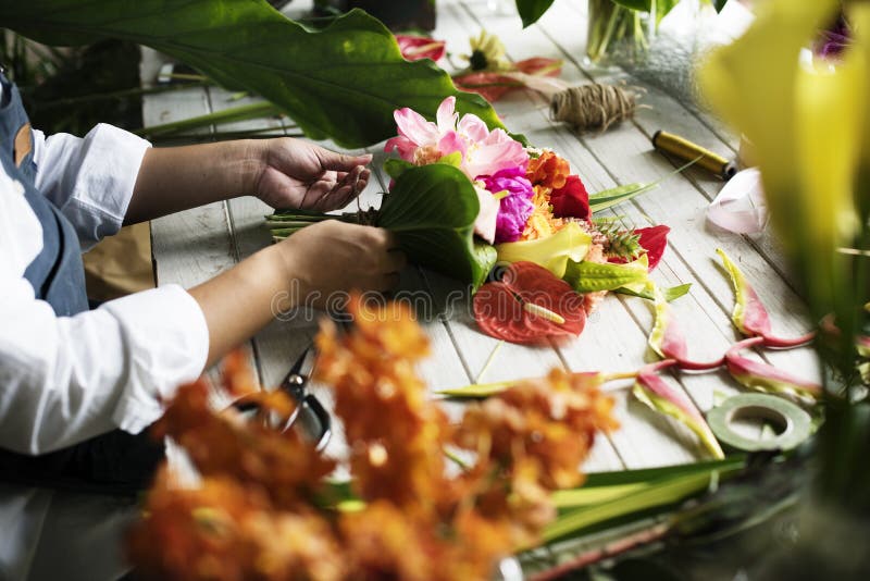 Small Business Flower Shop Retail Occupation Stock Image - Image of ...