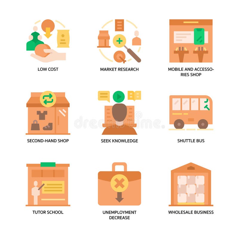 Small business icons set stock vector. Illustration of hand - 205783073