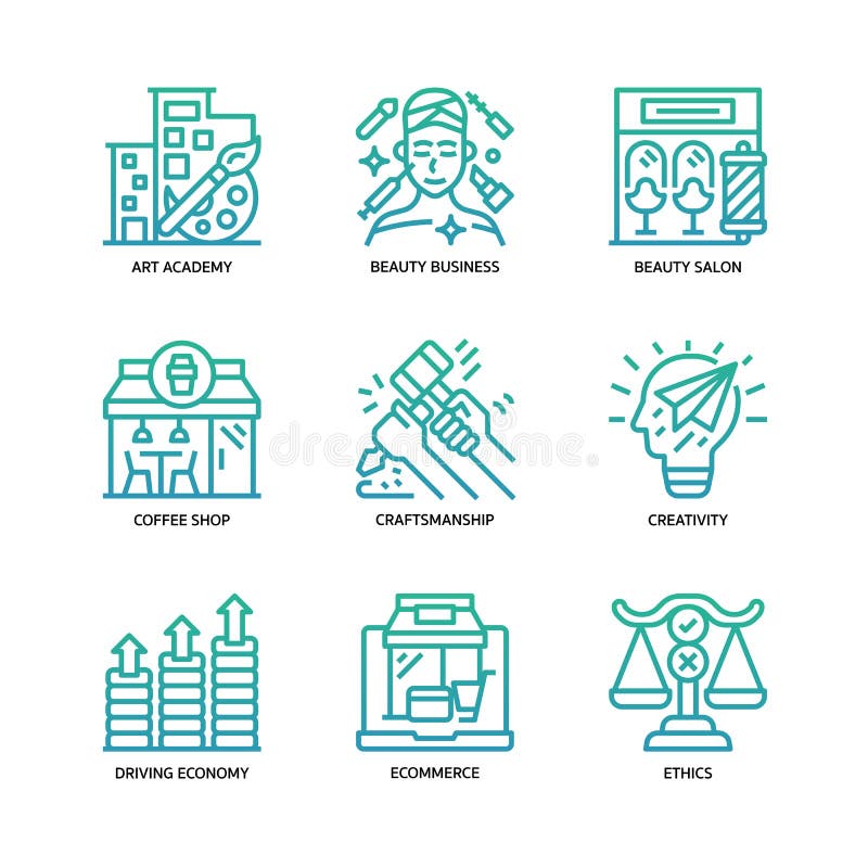 Small business icons set stock vector. Illustration of small - 205783076