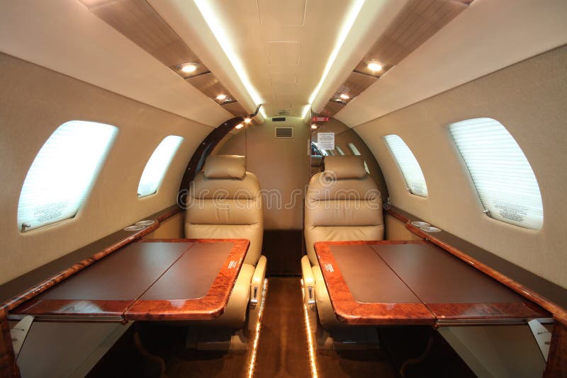 Small Business Jet Cabin - Rear, Both Tables Stock Image - Image of ...