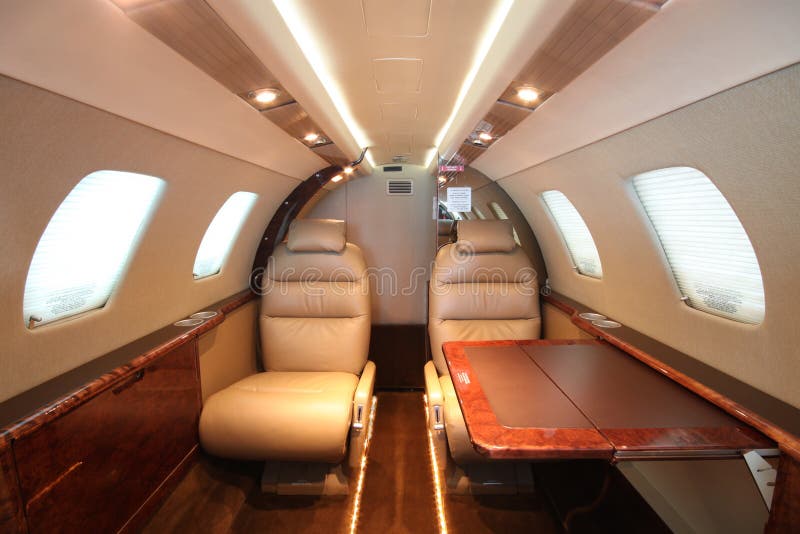 Luxury Commuter Jet Aircraft Cabin Seating Stock Photo - Image of ...