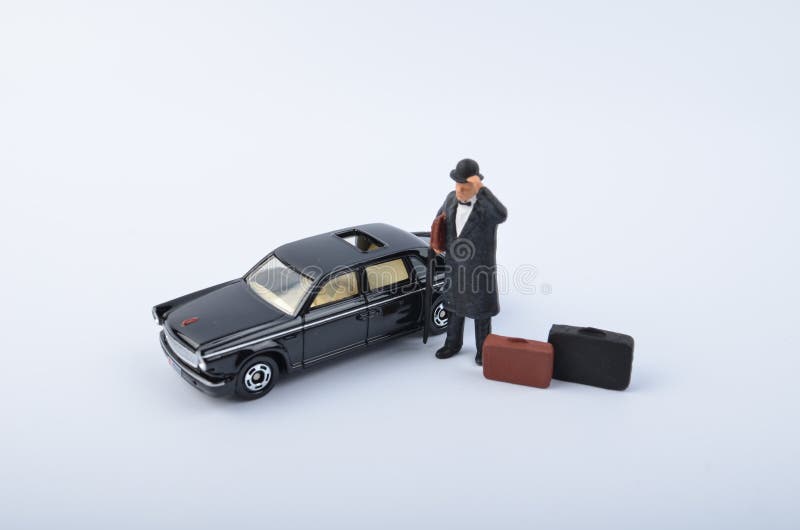 Small of Business Man Figure with Car Stock Image - Image of concept ...