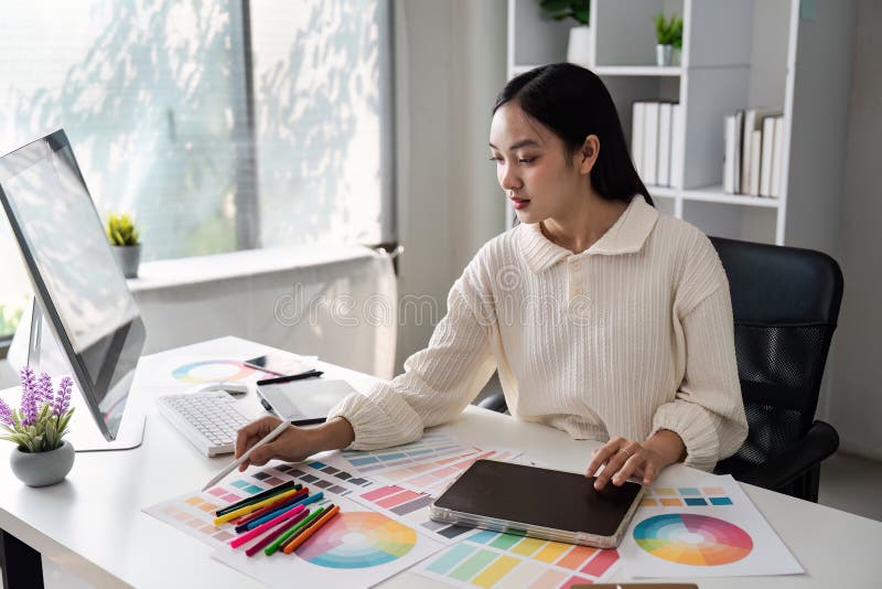 Creative Small Business Owner Working on Design Projects in Modern ...