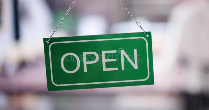 Small Business Owner Holding Store Open Stock Image - Image of looking ...