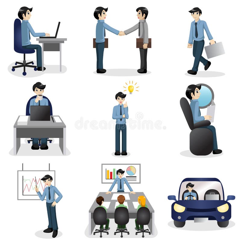 Small Business People Icons in Different Situation Stock Vector ...
