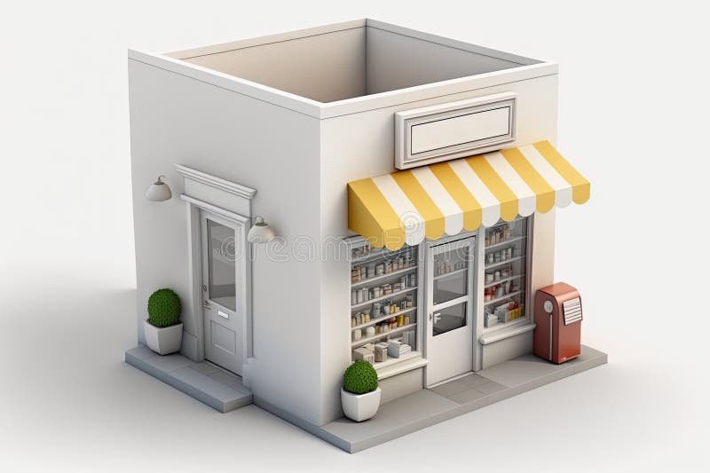 Small Business, Private Shop on a White Background. Generative Ai Stock ...