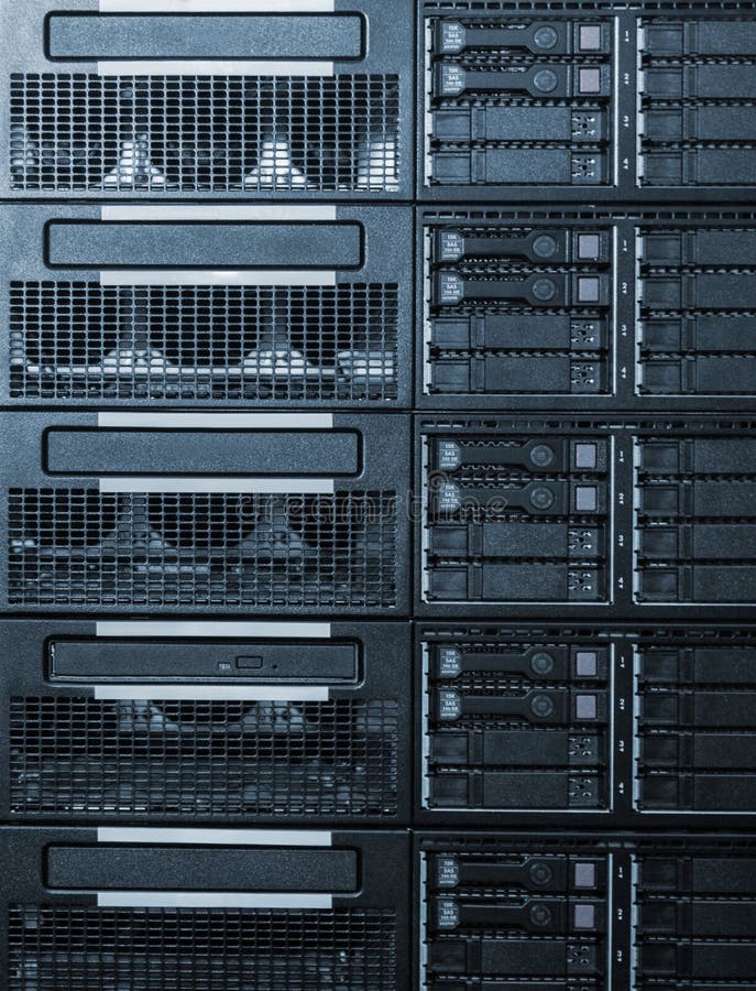 Data Center Room with Server and Networking Device on Rack Cabinet ...