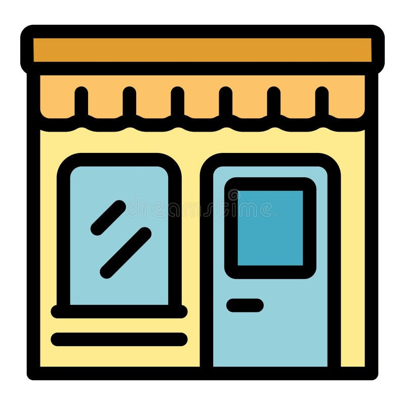 Small Business Storefront Facade with Awning and Glass Door Stock ...
