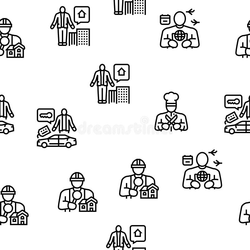 Small Business Worker Occupation Vector Seamless Pattern Stock ...