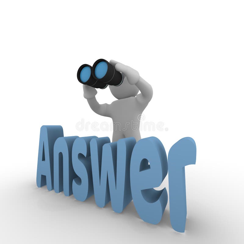 Small Businessman with the Word Answer Stock Illustration ...