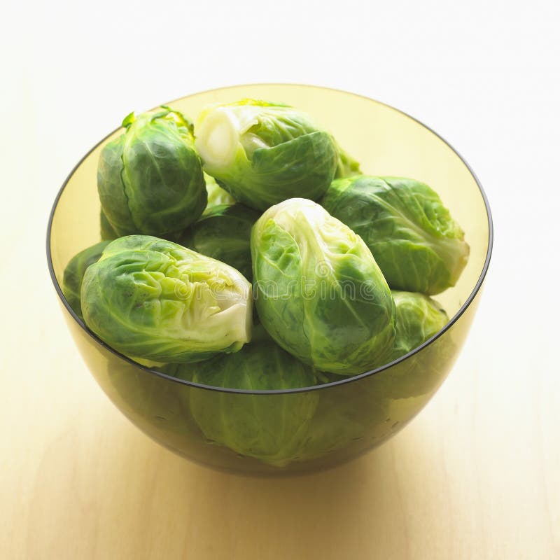 Small Cabbages Also Known As Brussel S Sprout in the Transparent Bowl ...