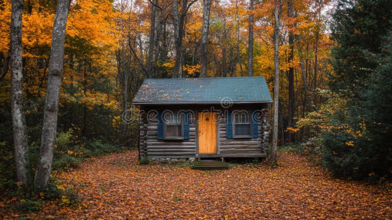 Small Cabin in Autumn Forest Stock Illustration - Illustration of green ... Small Cabin in Autumn Forest Stock Illustration - Illustration of green ...