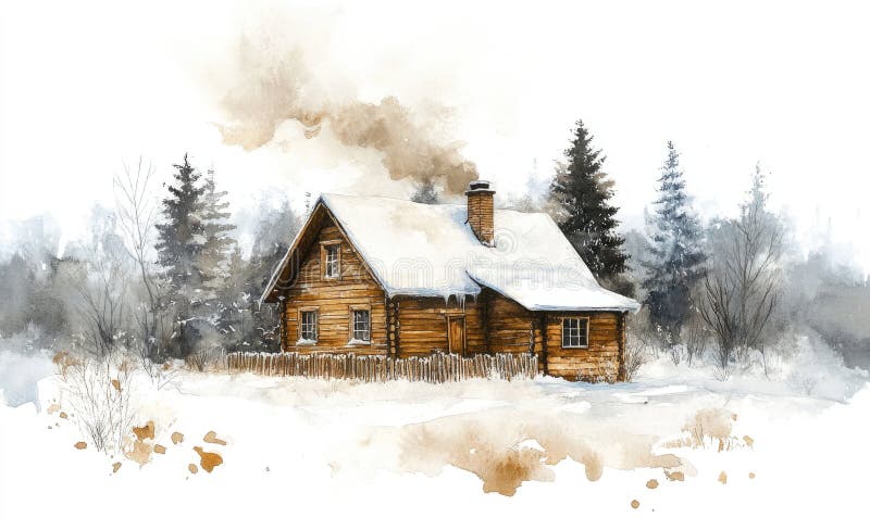 A Small Cabin with a Chimney and a Wood Stove Stock Image - Image of ...