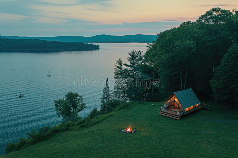Small Cabin Sitting Top Lush Green Hillside Stock Photos - Free ...