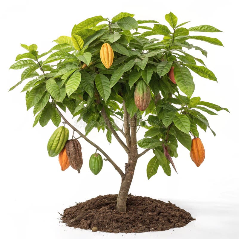 Small Cacao Tree with Cacao on White Background Stock Illustration ...