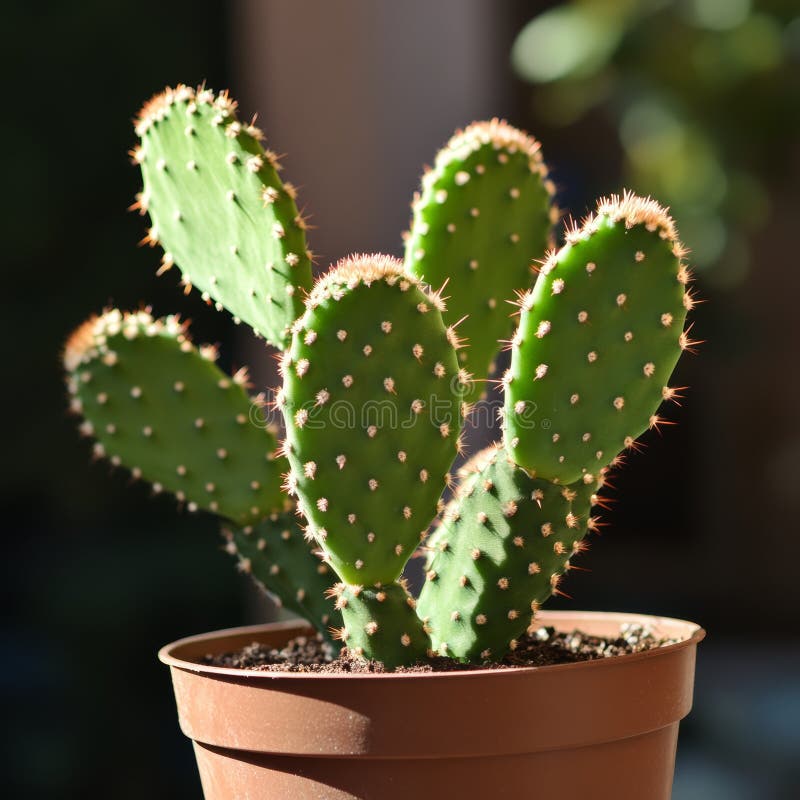 A Small Cactus Plant with Brown Potting Soil and Brown Pot Stock ...