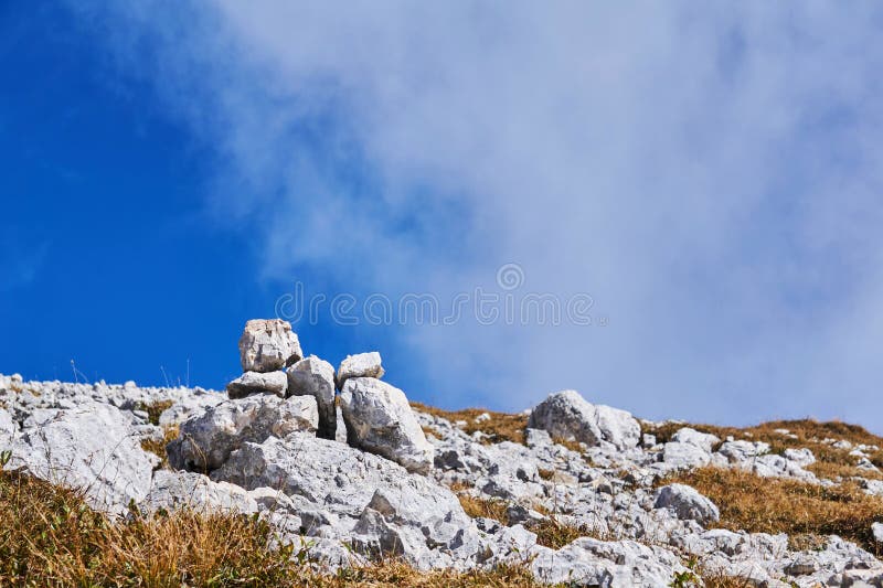 Small Cairn Marks the Path through the Mountain Pass Stock Image ...