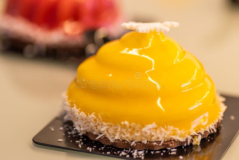 Small Cake Pieces with Custard Stock Image - Image of table, cake ...