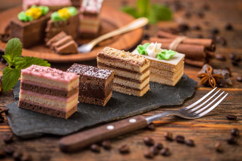 Small square cake stock image. Image of wooden, decoration - 70929141