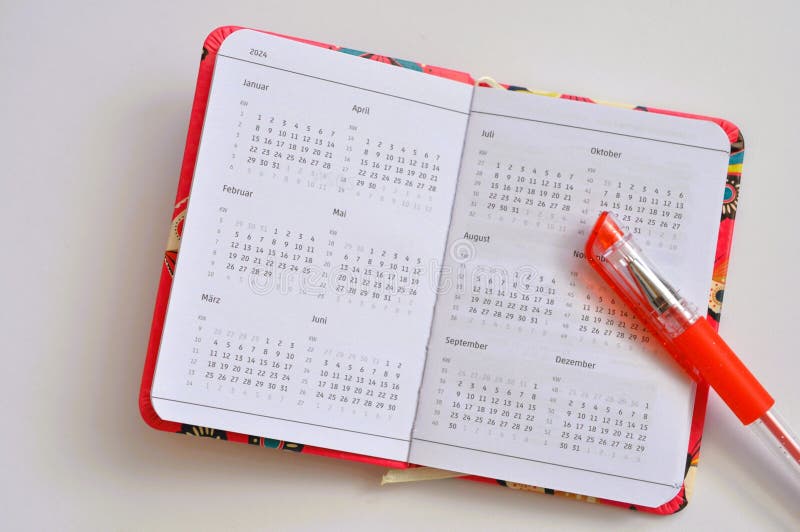 Red pen with calendar stock photo. Image of brand, pattern - 330287488