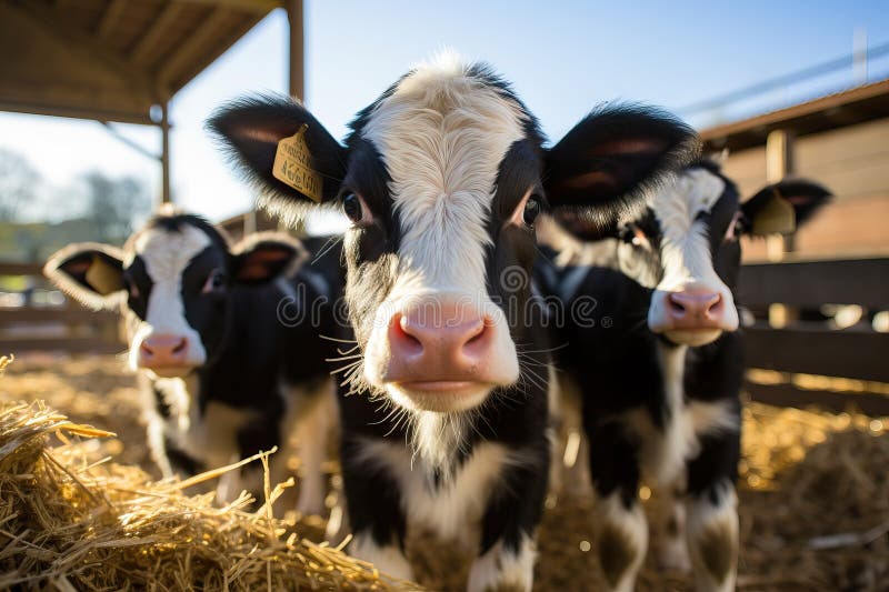 Small Calves are in a Stall Near the Hay. Stock Image - Image of summer ...