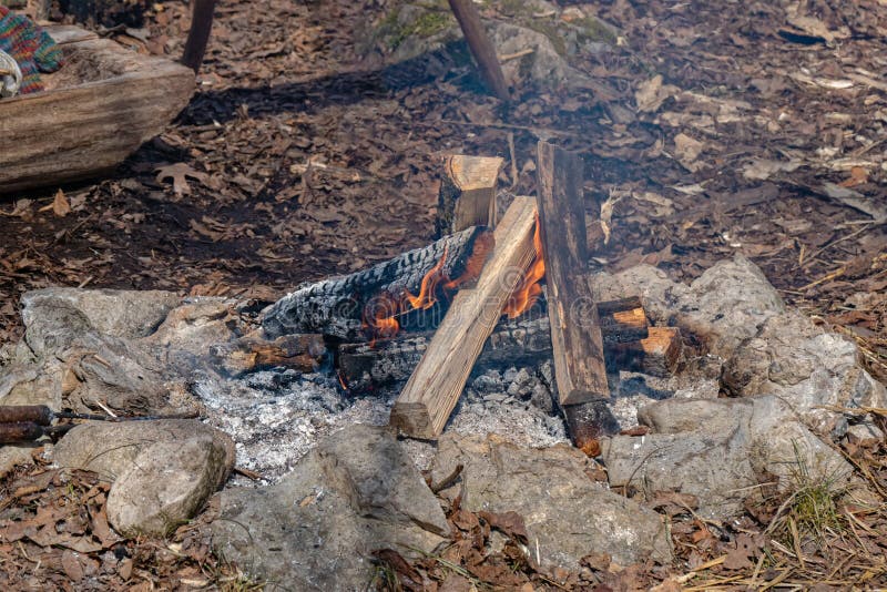 Small Campfire in Early Springtime Stock Image - Image of fiery ...