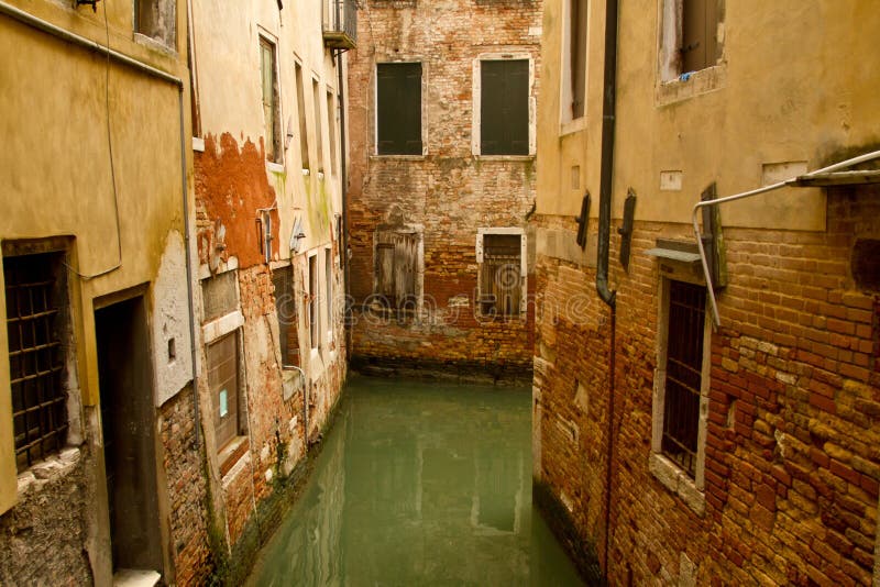 Venice Small Canal and Bridge Stock Image - Image of narrow, bridge ...