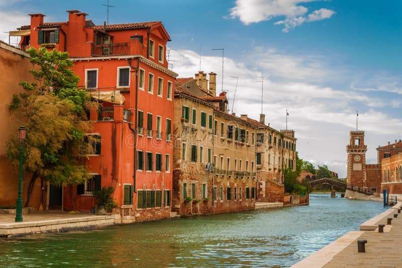 Small Canal in Venice between Old Buildings Stock Image - Image of ...