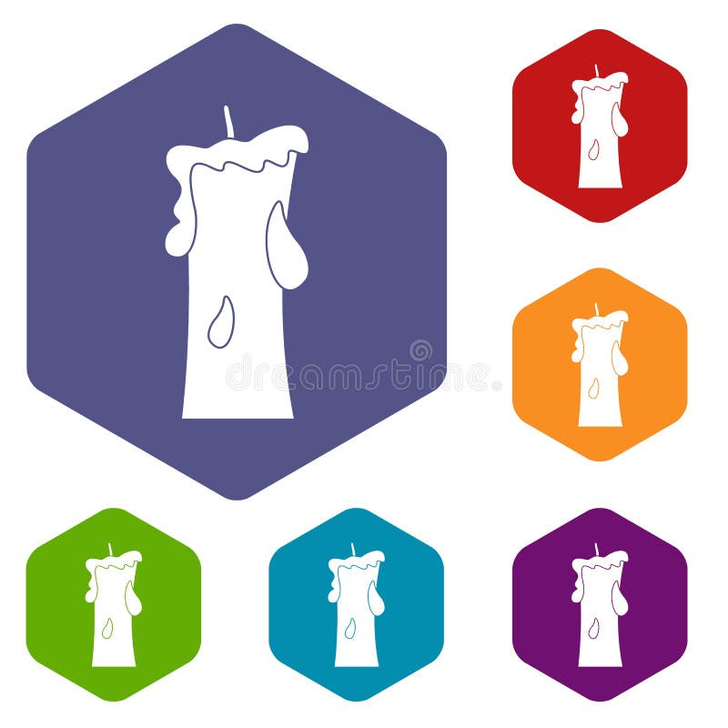 Small Candle Icons Set Hexagon Stock Vector - Illustration of flat ...