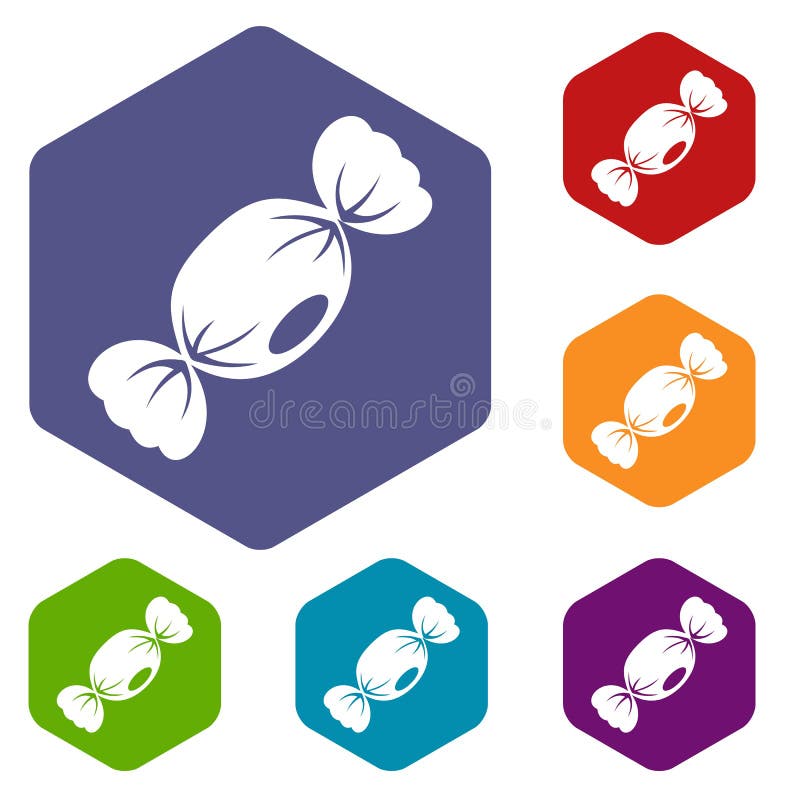 Small Candy Icons Set Hexagon Stock Vector - Illustration of feast ...