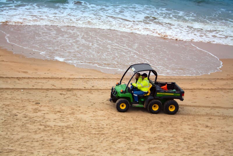 Small Car with Beach Workers Rides on the Beach, Editorial Stock Image ...