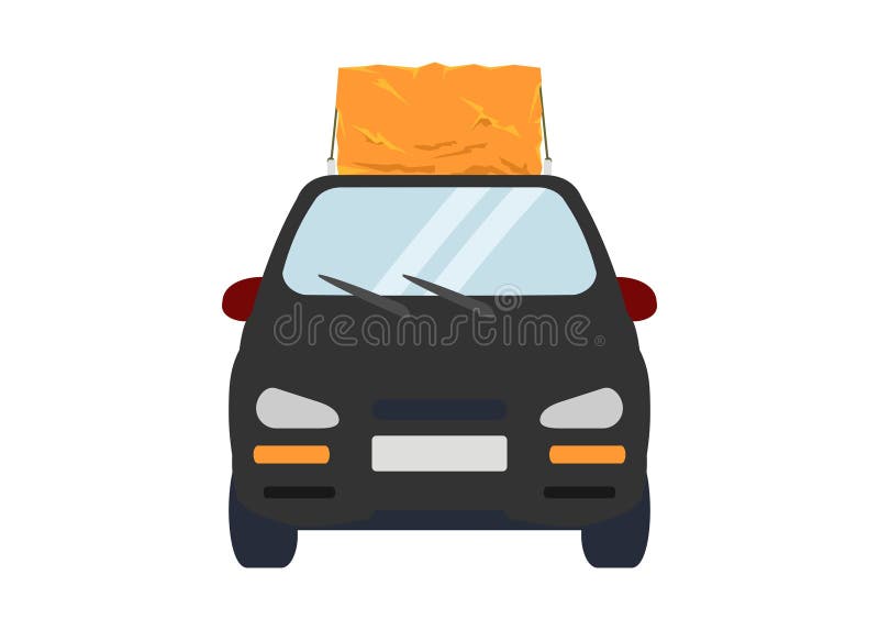 Small Car Carrrying Goods. Front View. Simple Flat Illustration. Stock ...